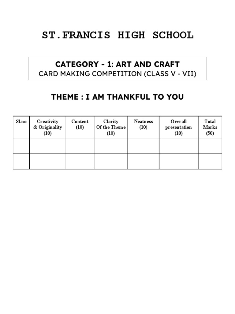 St Francis School Competition List | PDF | Speech | Singing