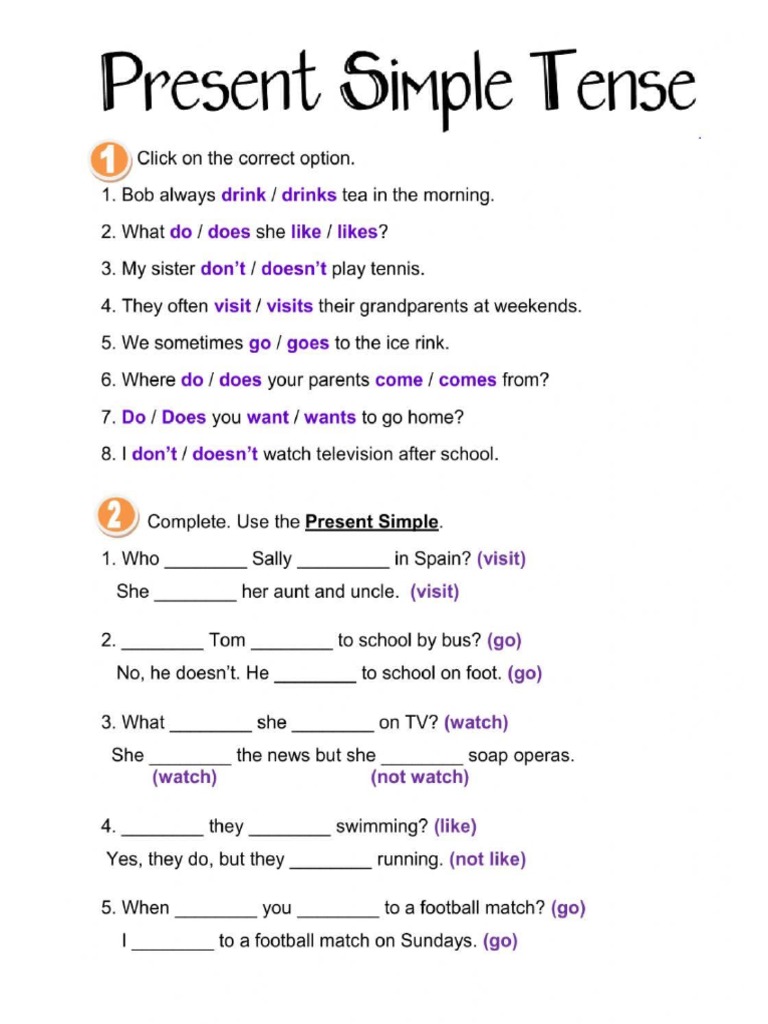 Present Simple Handout | PDF