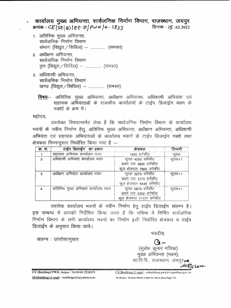 Type Design Drawings of PWD Offices | PDF