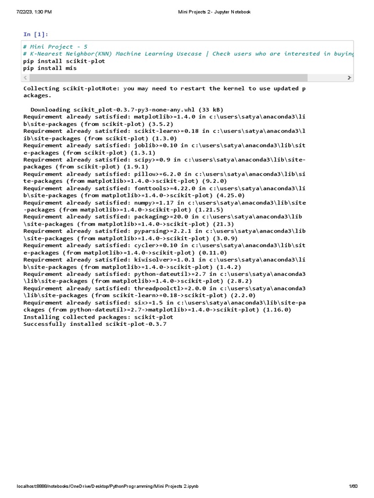 Installing scikit-plot in Python | PDF | Laptop | Computing