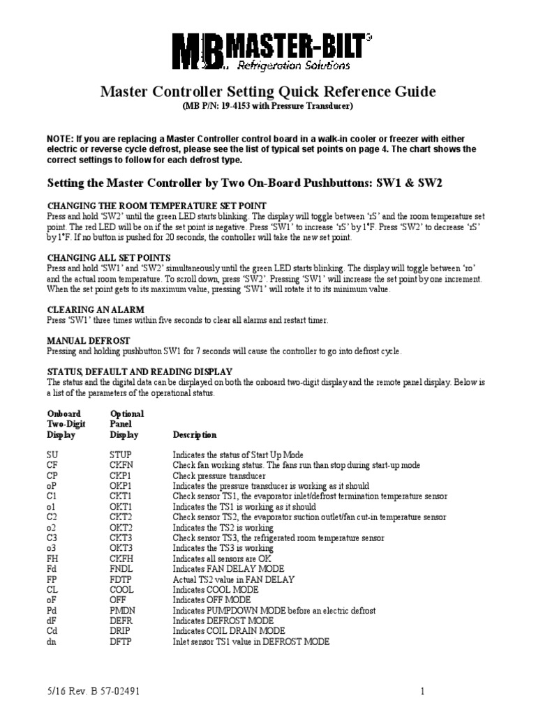 Master Controller Quick Reference Guide Legacy 1 0 System | PDF