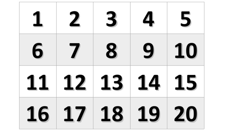 Tablero Numeros 1 Al 20 | PDF