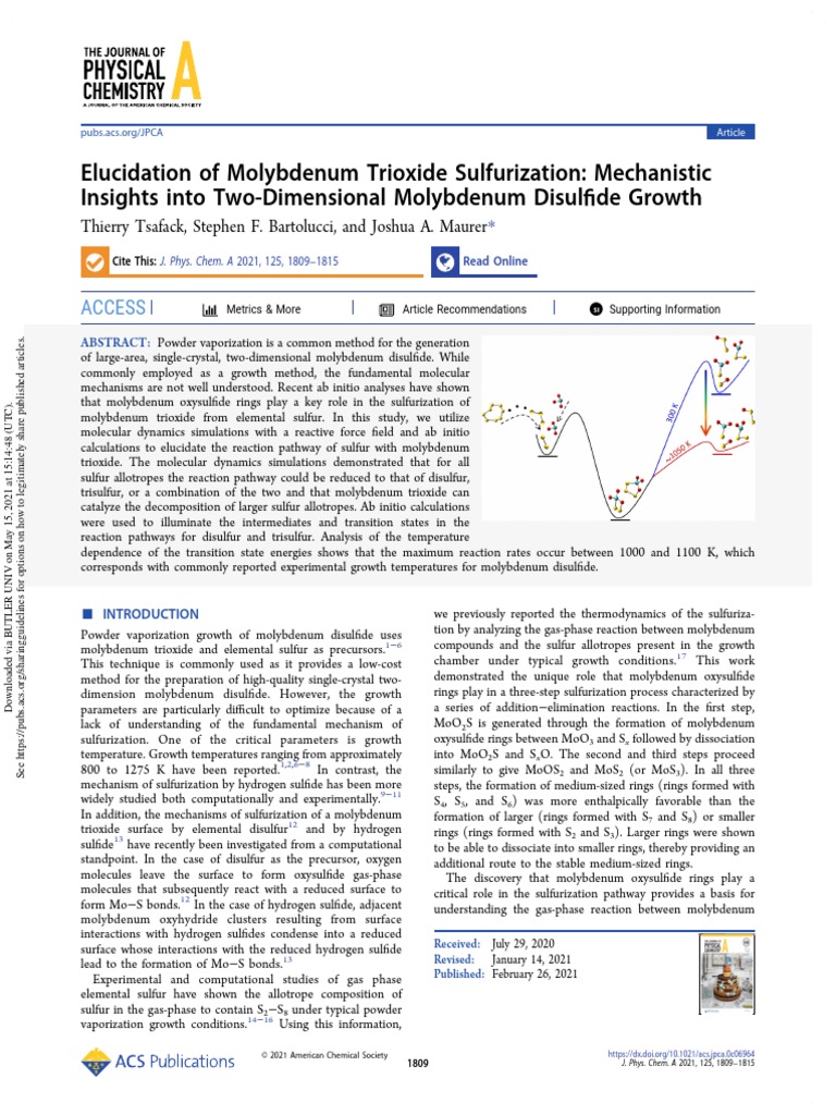 Molybdenum Trioxide Sulfurization Insights | PDF | Chemical Reactions ...