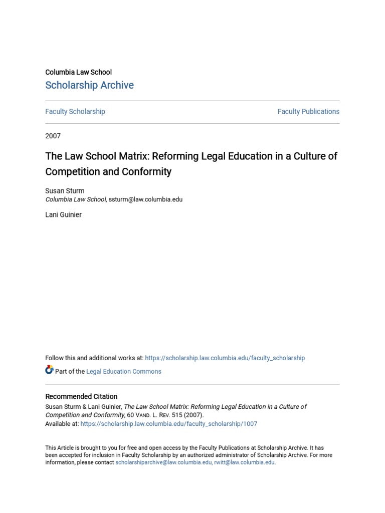 The Law School Matrix - Reforming Legal Education in A Culture of | PDF ...