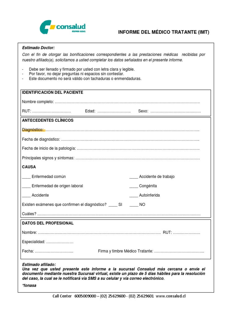 Informe Médico Tratante | PDF