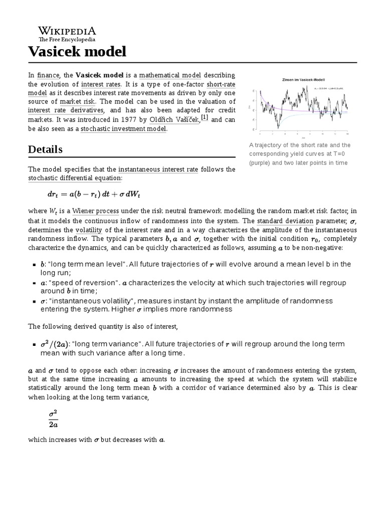 Vasicek Model | PDF | Economics | Applied Mathematics