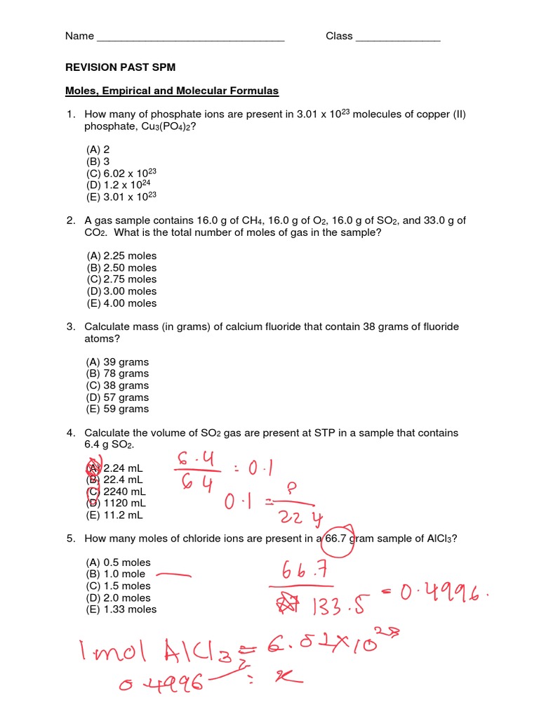 Chemistry Exam Prep Quiz | PDF | Science & Mathematics