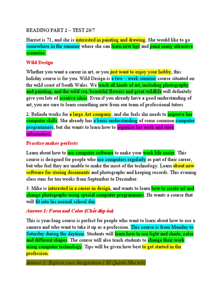 Reading Part 2 | PDF