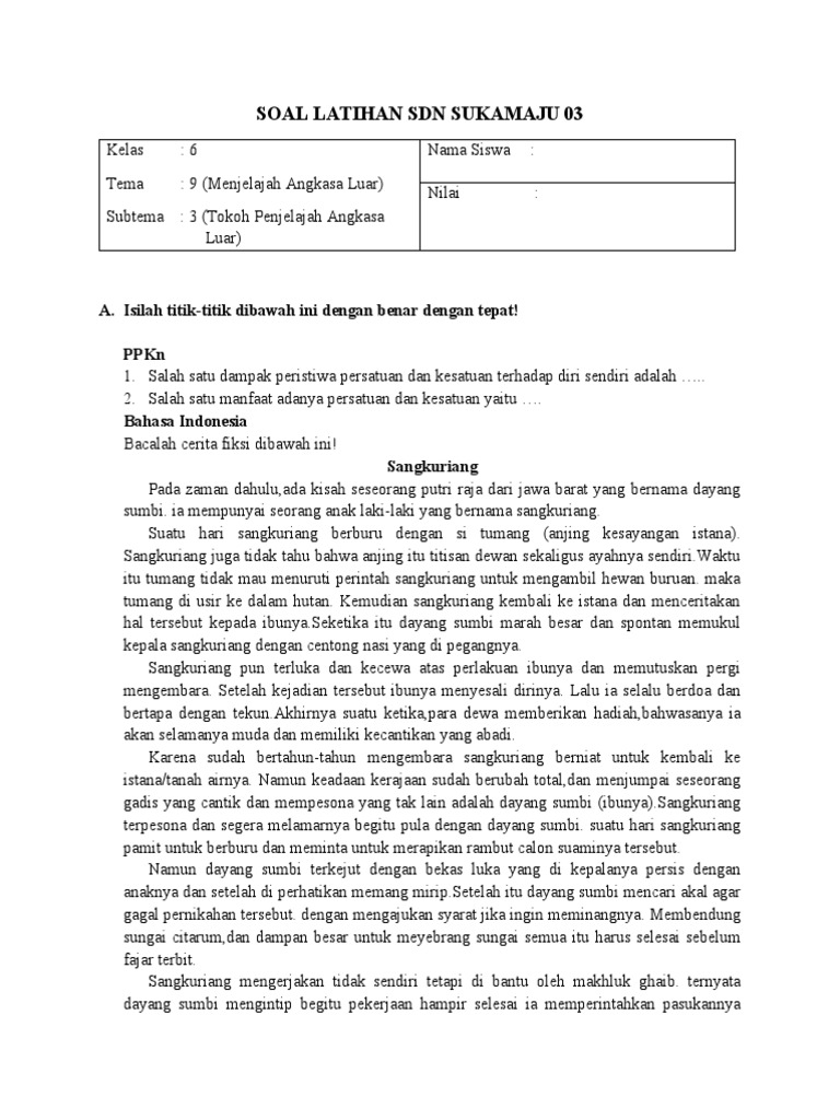 Soal Tema 9 Subtema 3 | PDF