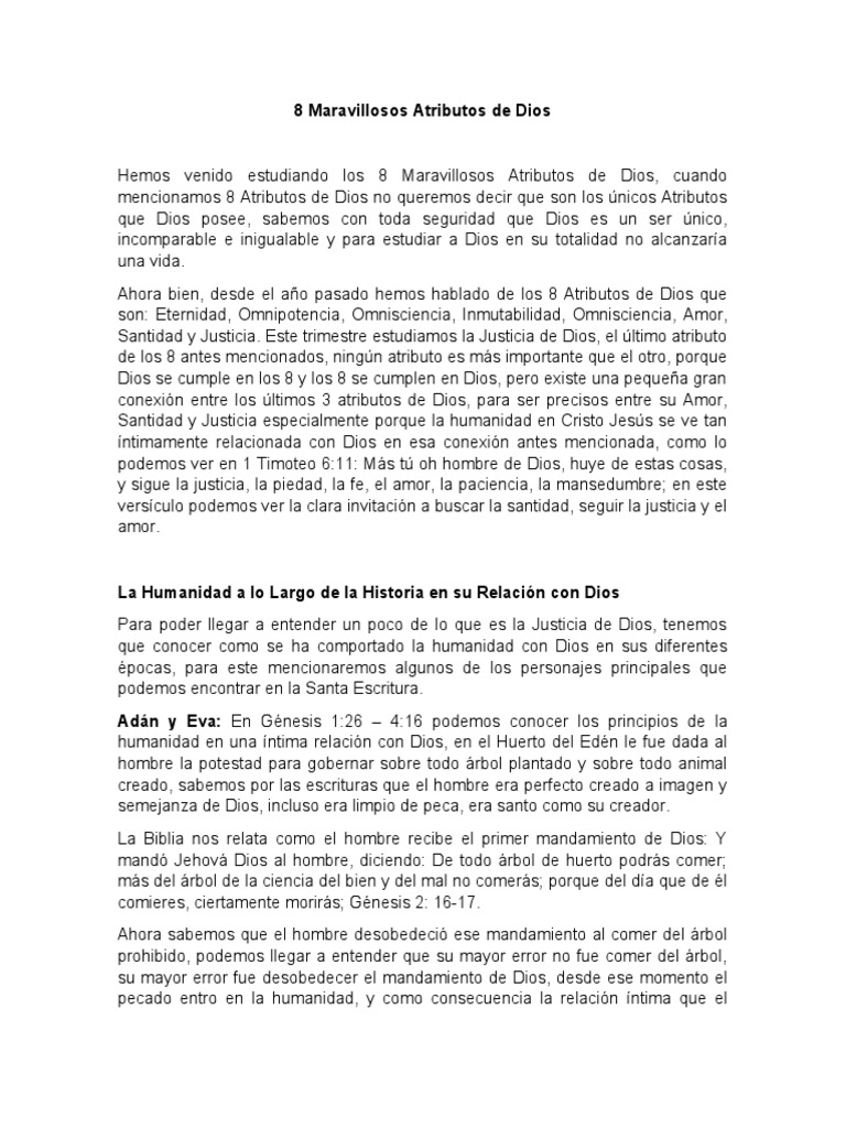 8 Maravillosos Atributos De Dios La Justicia Pdf