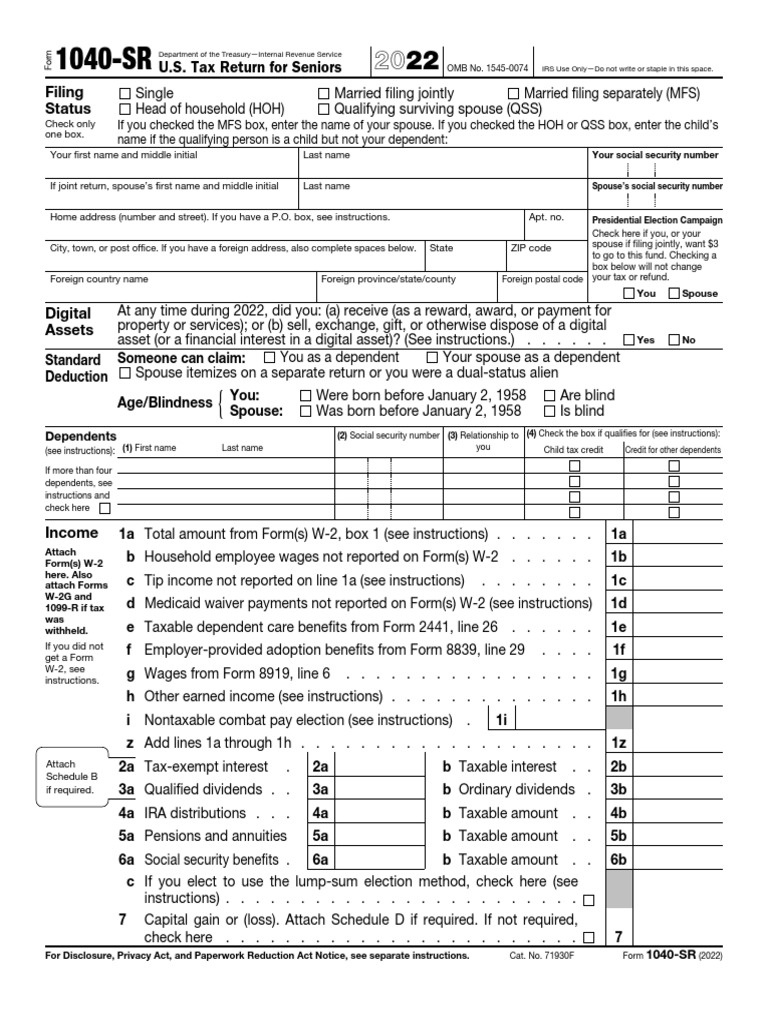 Form 1040 Senior | PDF | Irs Tax Forms | Taxes