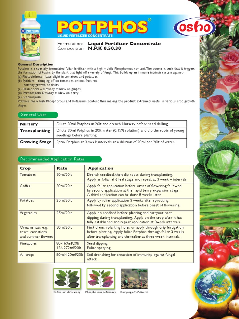 Potphos Tech Sheet | PDF | Fertilizer | Tomato