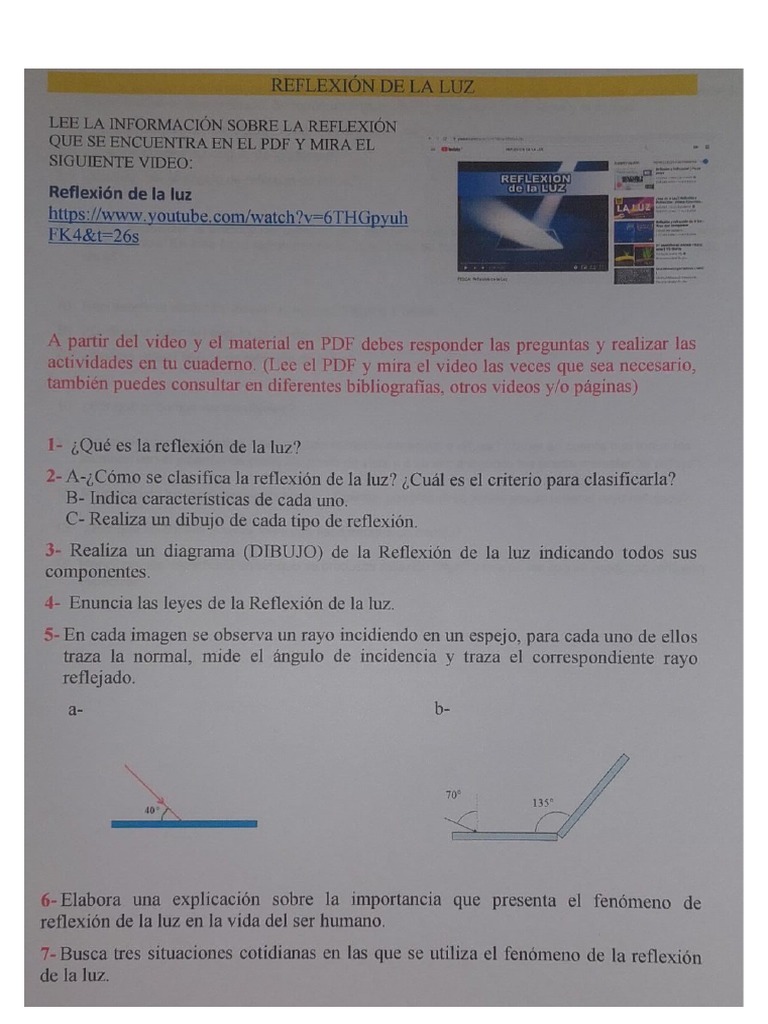 Reflexion de La Luz 2023 | PDF | Reflexión (Física) | Espejo