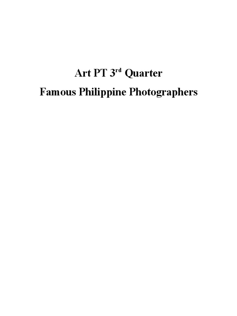 Famous Philippine Photographers | PDF