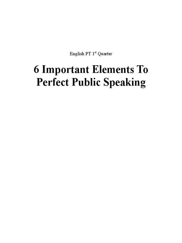 Key Elements of Public Speaking | PDF | Public Speaking | Anxiety