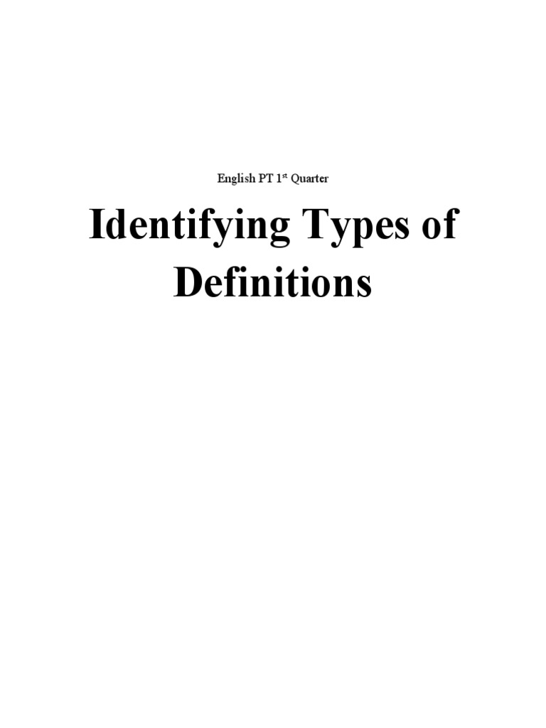 Identifying Types of Definitions | PDF