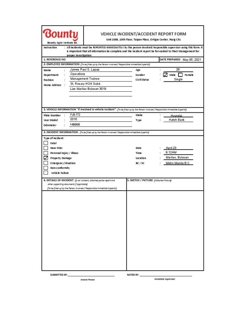 Incident Report Form | PDF | Transport | Vehicles