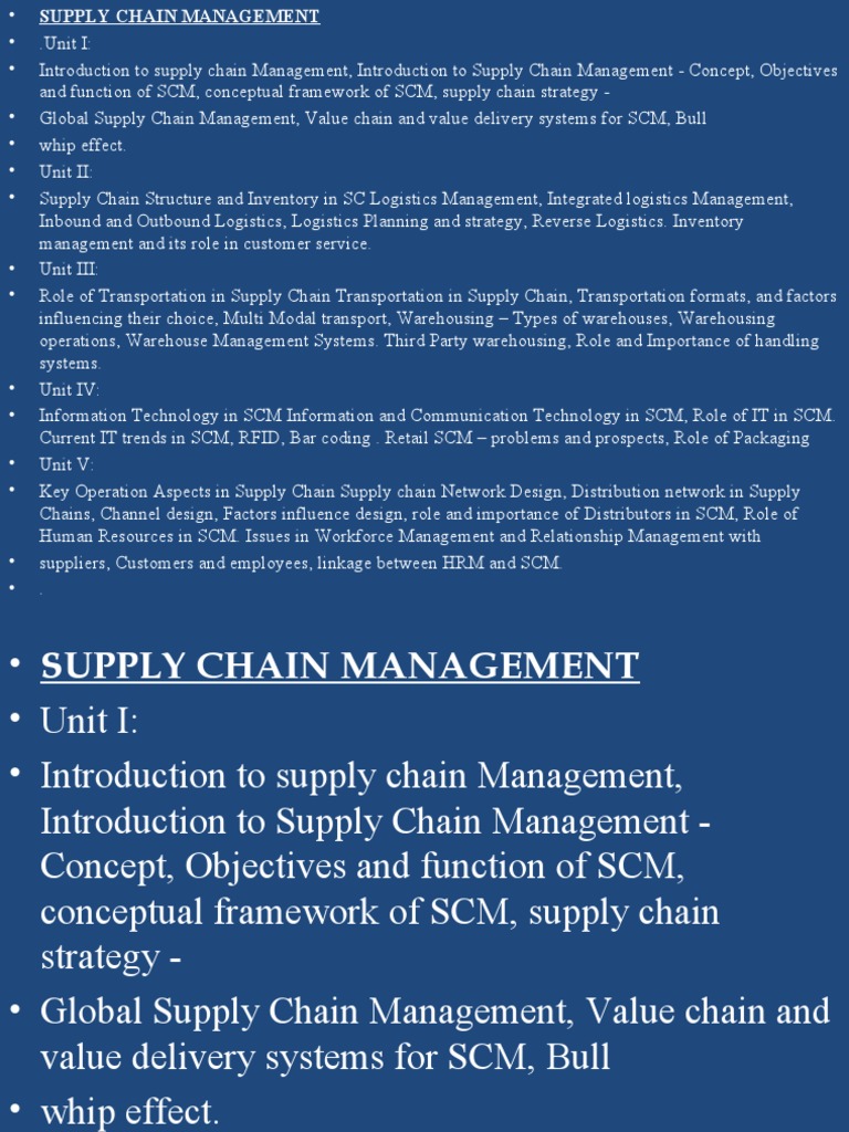 Sampath SCM Unit 1 MBA | PDF | Supply Chain Management | Supply Chain
