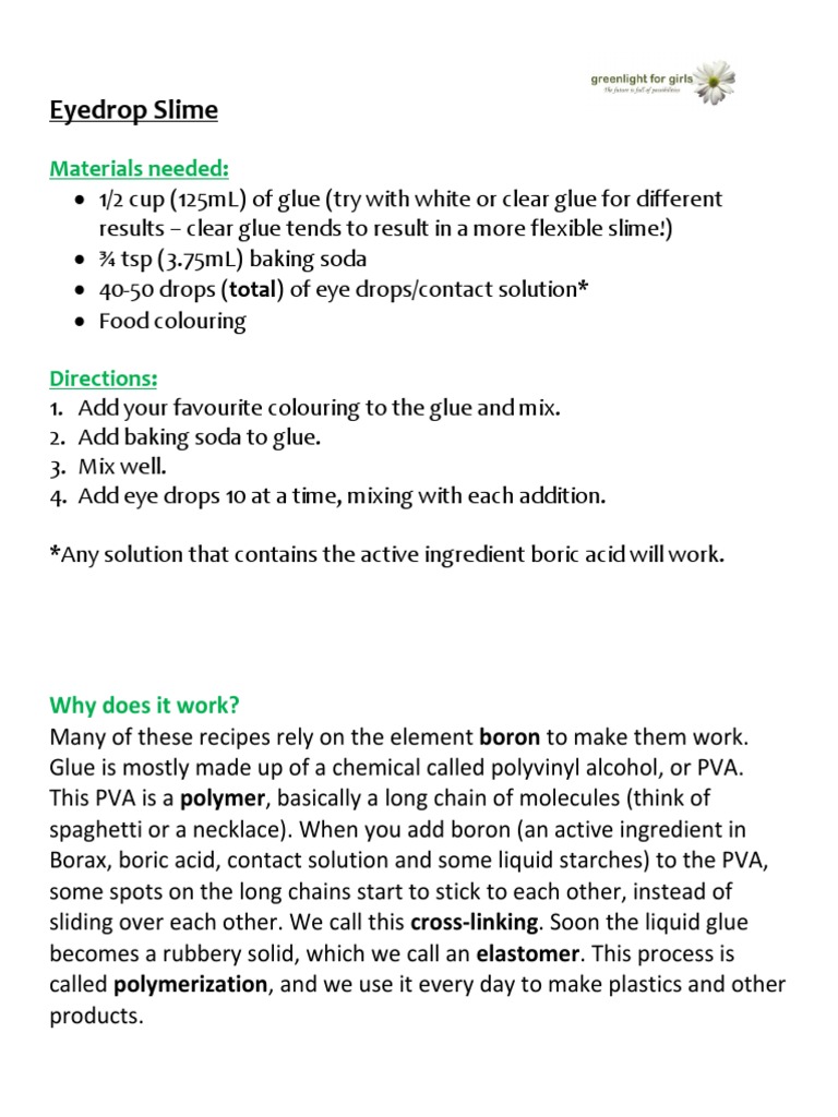 Slime Recipes For January Makerspace Participants | PDF | Corn Starch | Materials