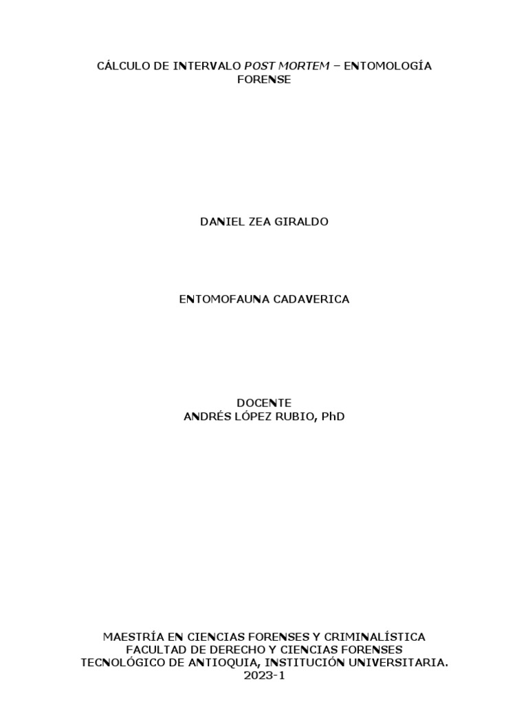 Cálculo Intervalo Post Mortem Daniel Zea | PDF
