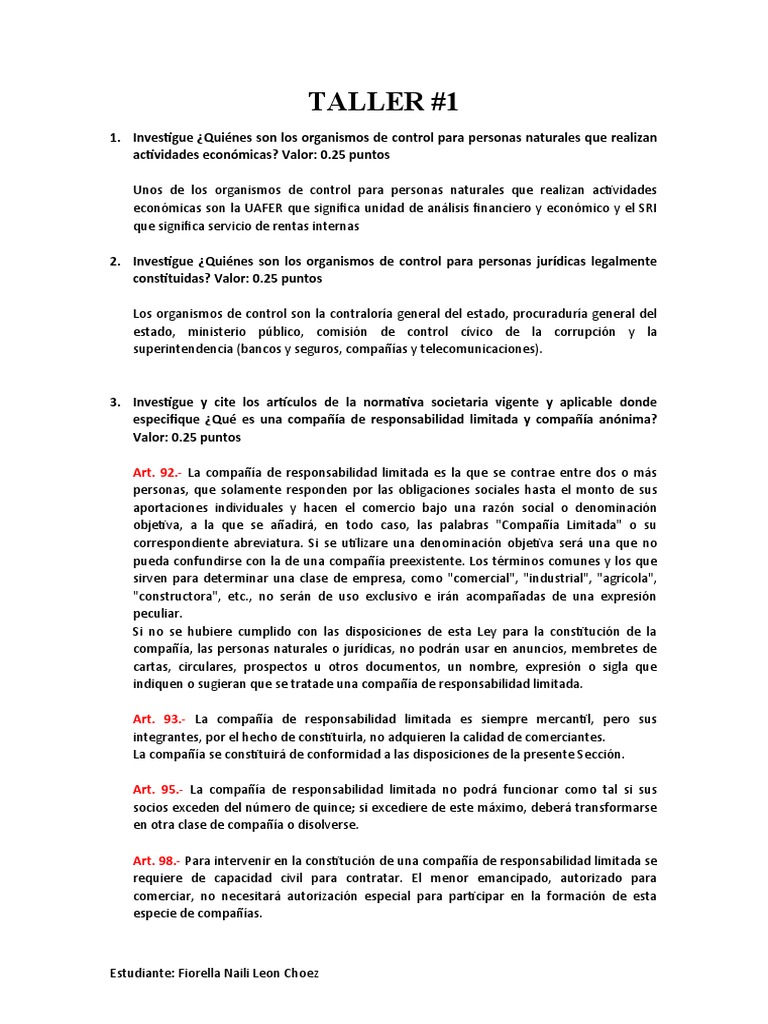FiorellaLeon - Taller1 | PDF | Contabilidad | Economias