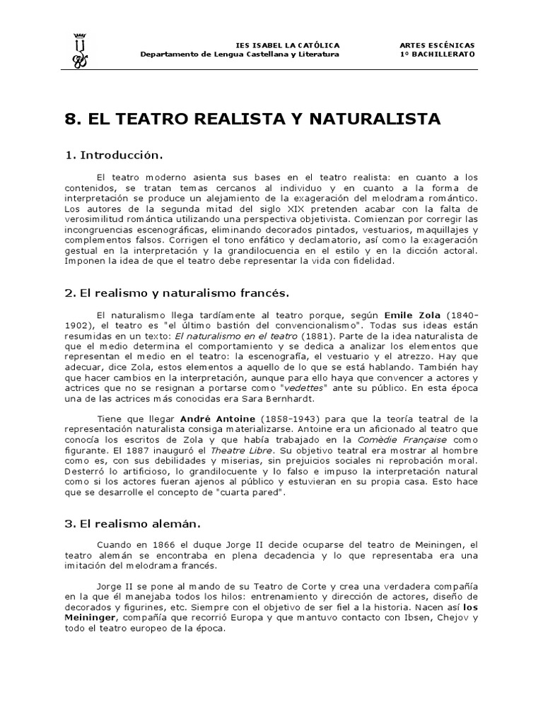 El Teatro Realista y Naturalista | PDF