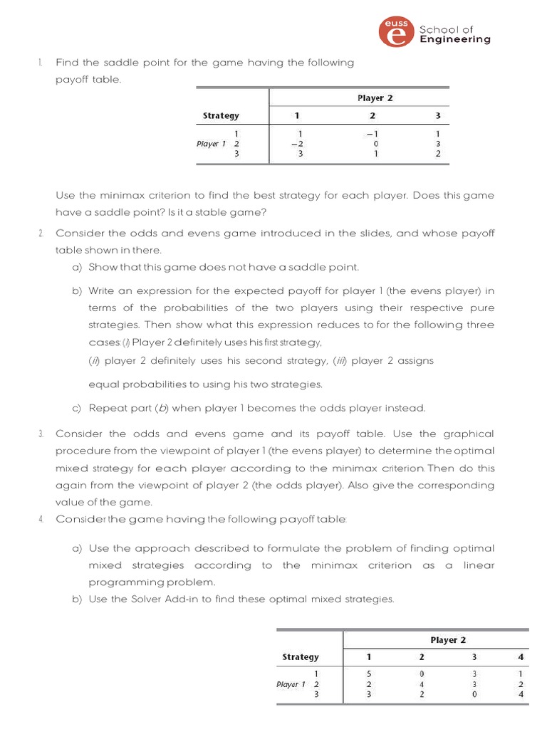 InOpe - 4 - Game Theory Exercises To Deliver | PDF