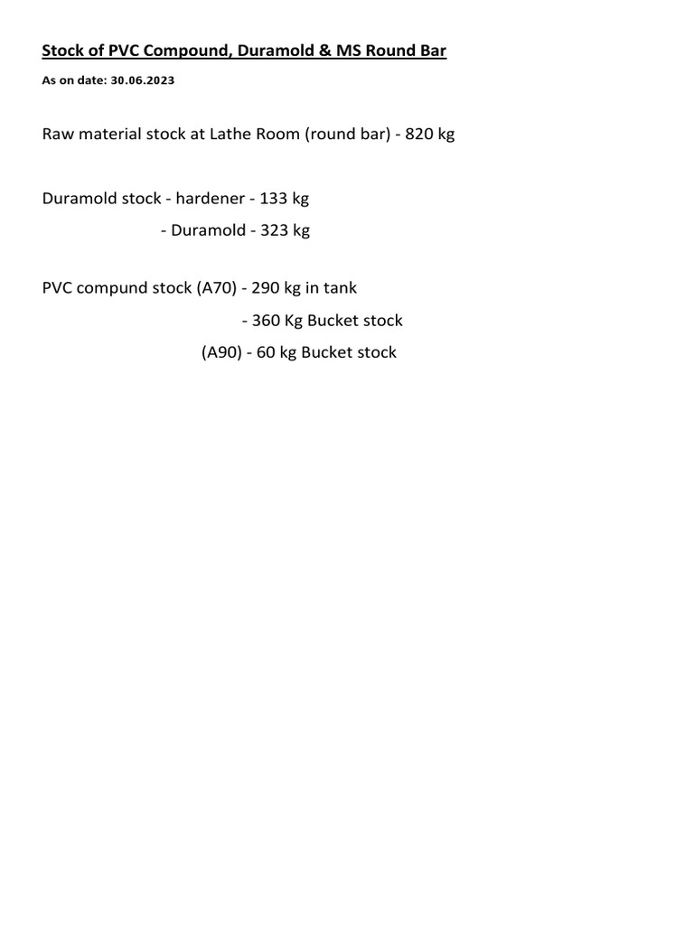 PVC, Duramold & Round Bar Stock | PDF