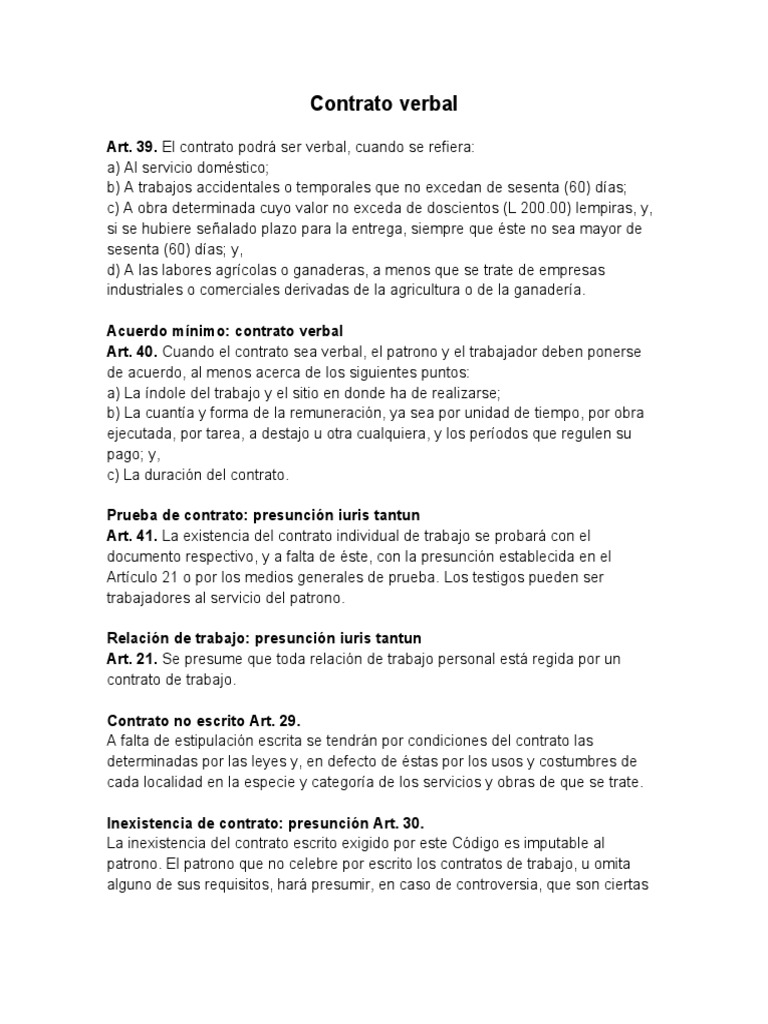 Contrato Verbal | PDF | Economias | Justicia