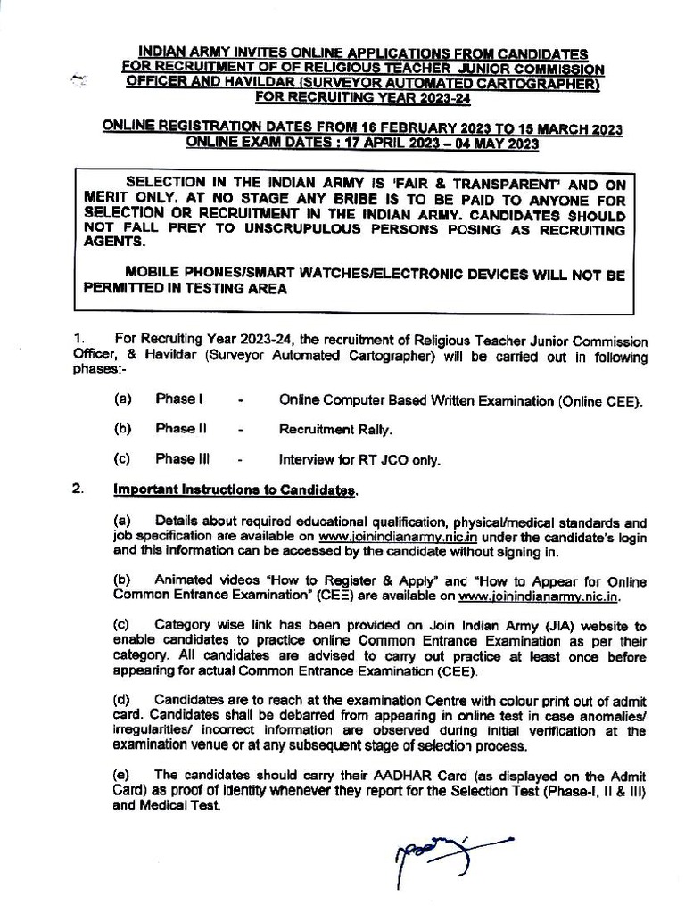 Notification RT JCO and Hav SAC | PDF