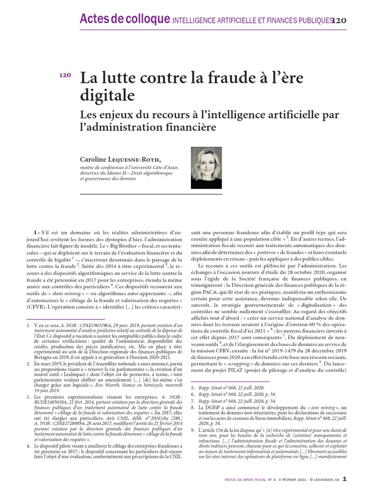 Lutte contre la fraude numérique et IA | PDF | Fraude fiscale ...