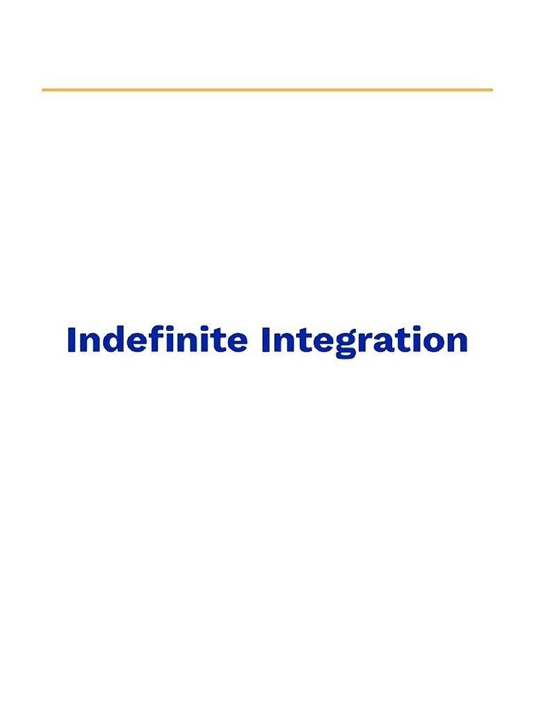 Indefinite Integration | PDF