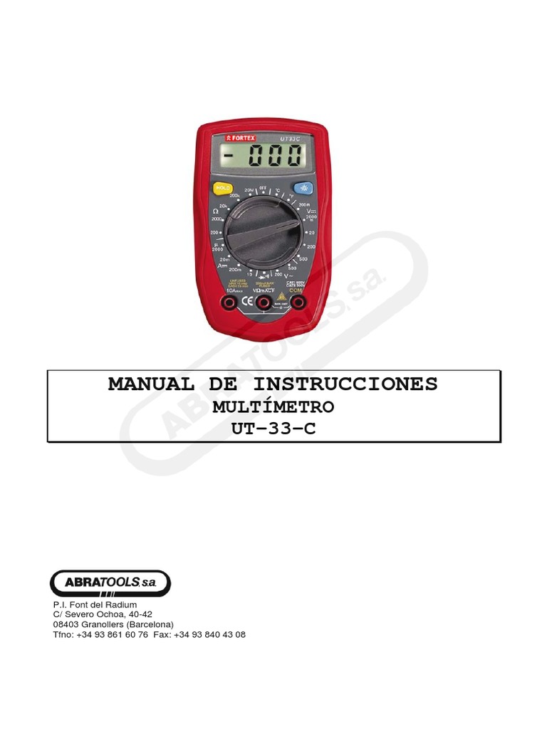 Manual del Multímetro UT33C | PDF | Diodo | Corriente eléctrica