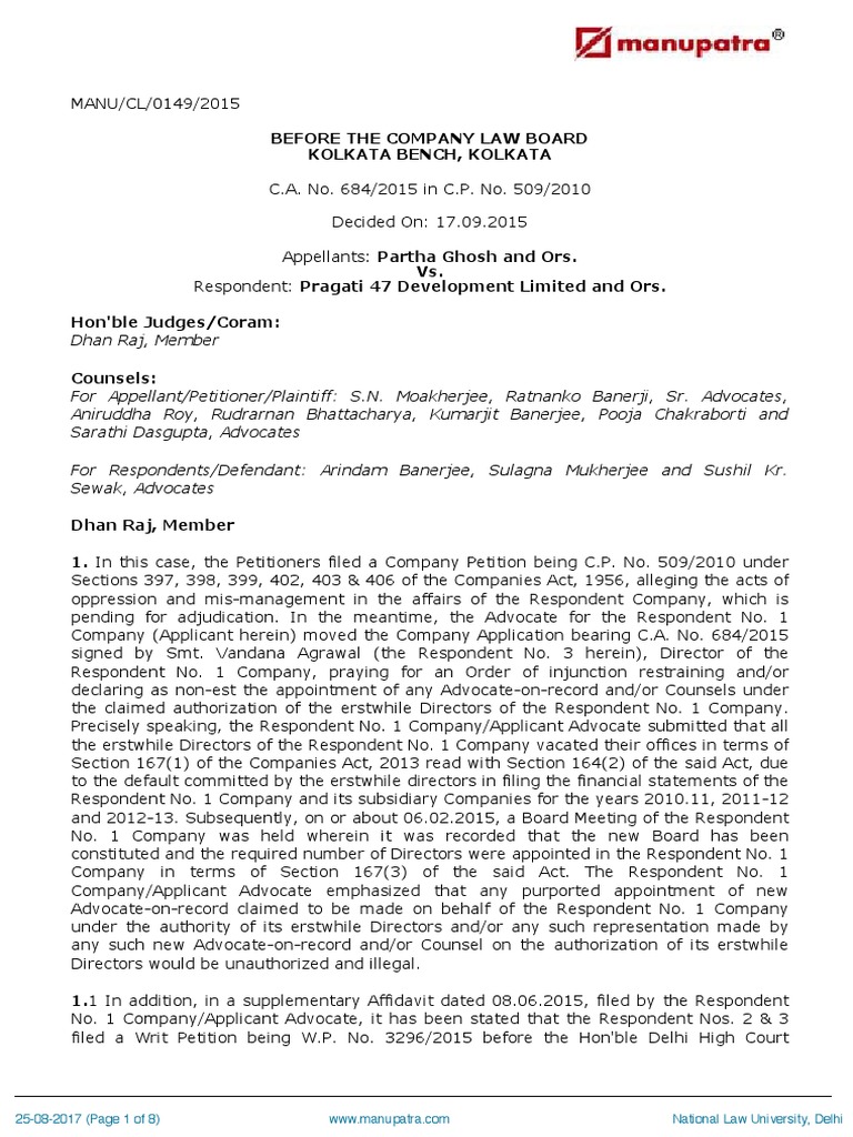Partha Ghosh and Ors Vs Pragati 47 Development ...