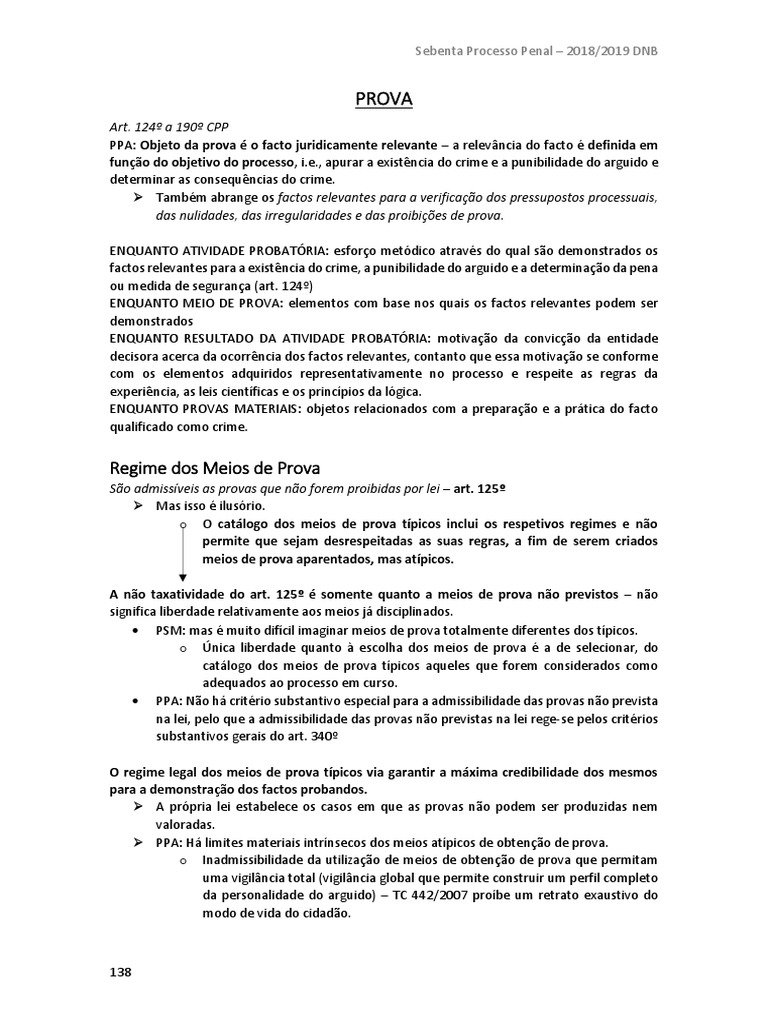 A Prova em Processo Penal | PDF | Prova (jurídico) | Procedimento criminal