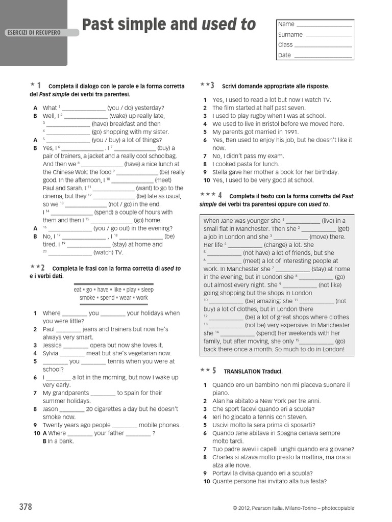 Past Simple & Used To | PDF