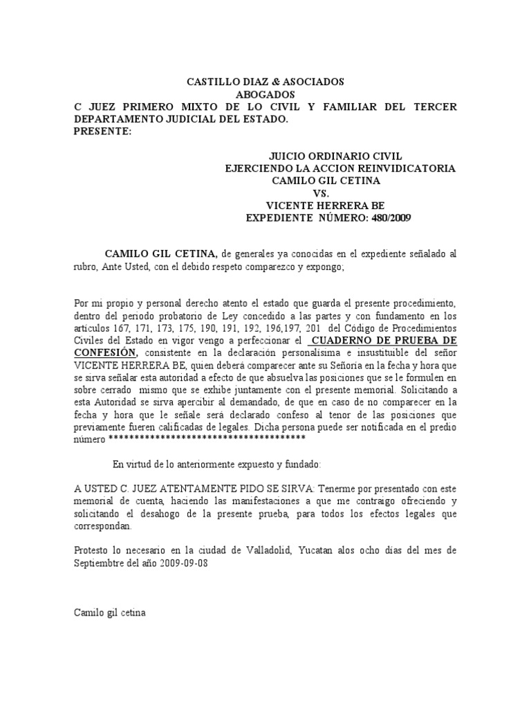 Pruebas Confesional Camilo | PDF