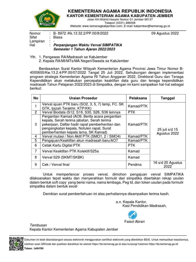 Perpanjangan Verval SIMPATIKA 2022 | PDF