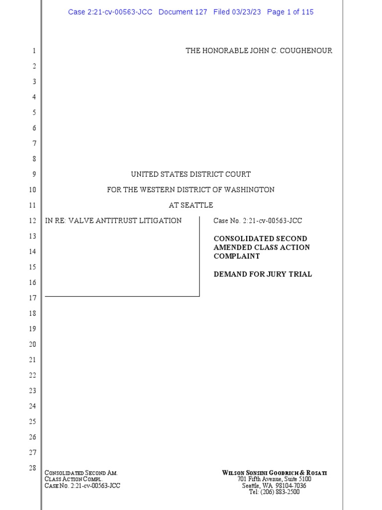 Complaint - Wolfire Games v. Valve Corp. (WDWA 2021) | Download Free ...
