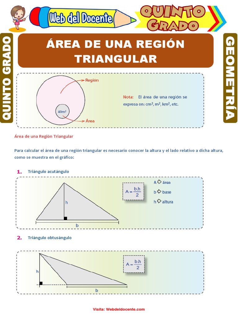 Área de Una Región Triangular para Quinto Grado de Primaria | PDF