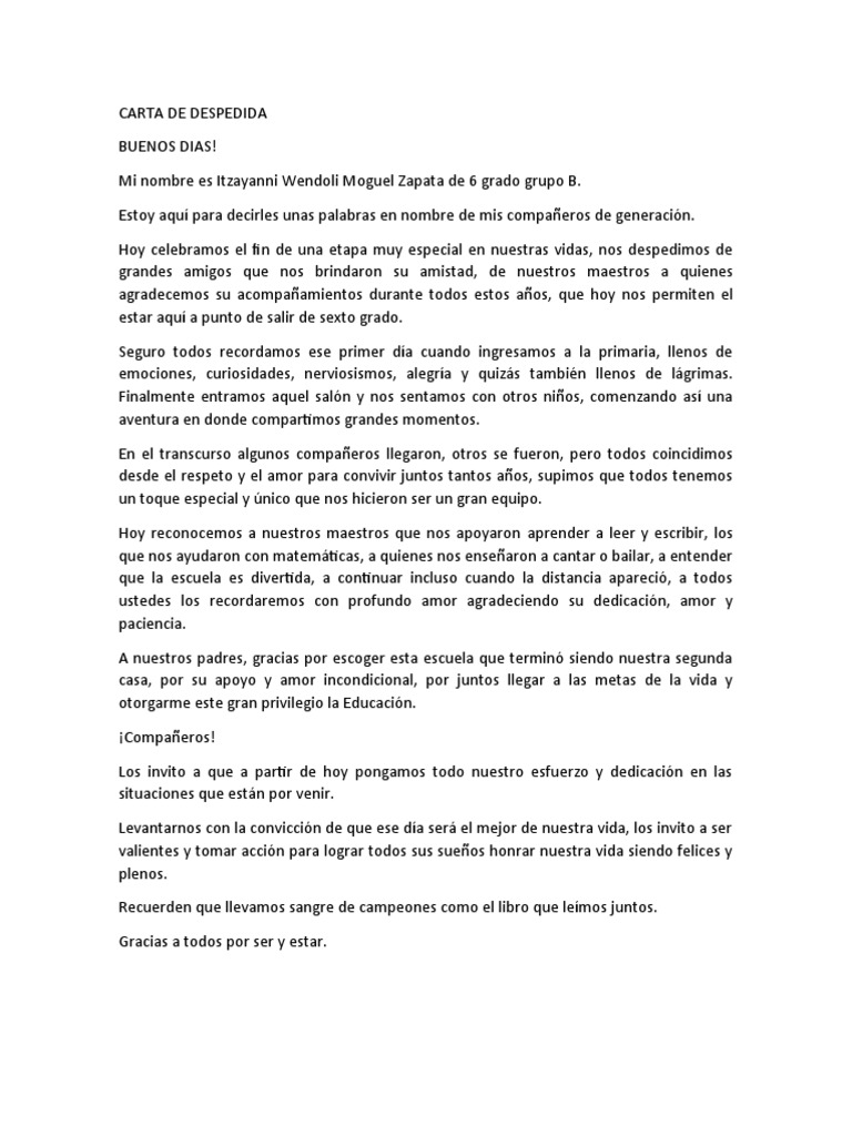 Carta de Despedida | PDF