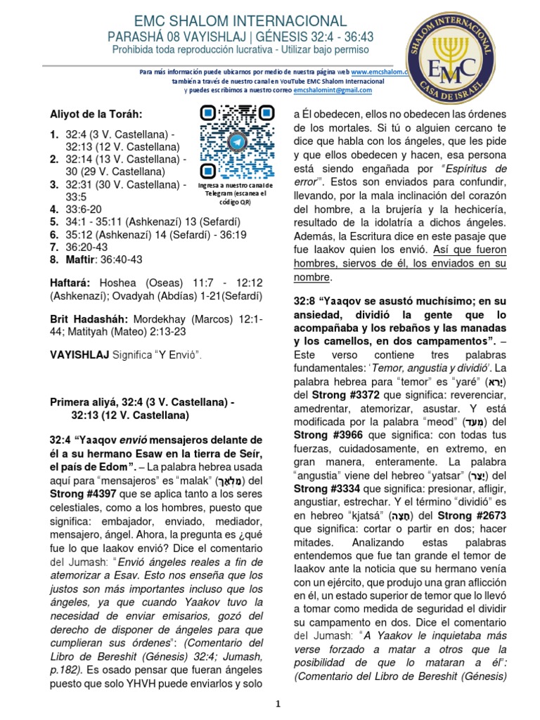 Parasha - 8 VaYishlaj 5783 | PDF | Tetragrammaton | Tora