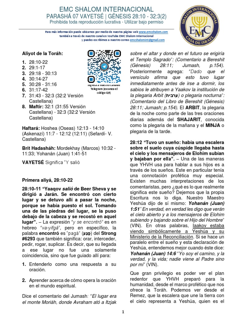 Parasha 7 VaYetse 5783 | PDF | Tetragrammaton | Libro del Génesis