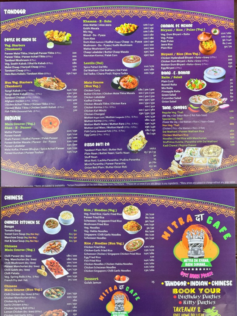 Mitra Da Cafe Menu | PDF
