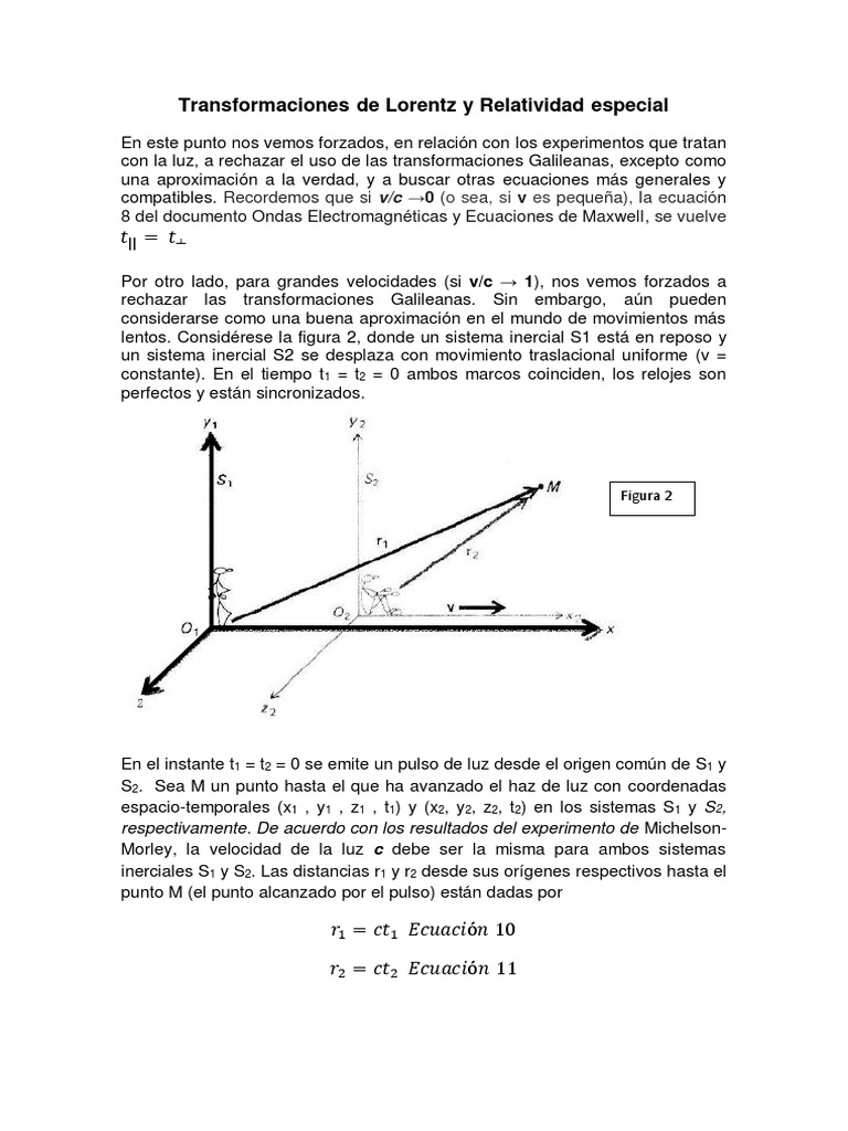 Transformaciones de Lorentz | PDF | Relatividad especial | Hora Transformaciones de Lorentz | PDF | Relatividad especial | Hora