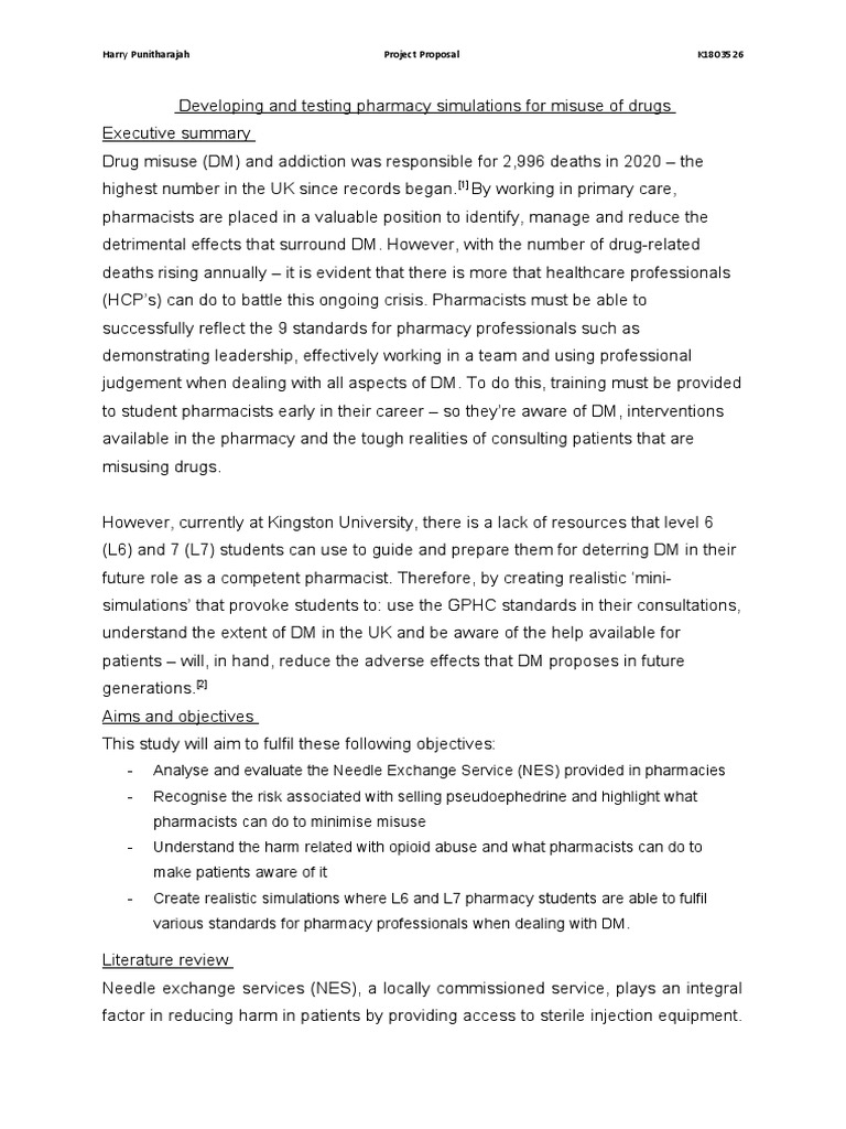 Project Proposal Final With Refs | PDF | Pharmacy | Simulation