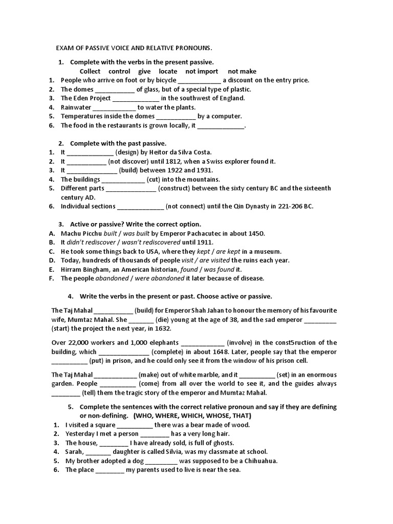 Passive Voice and Relative Pronouns | PDF