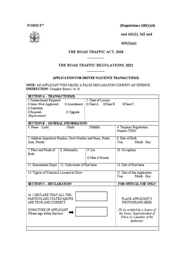 FORM F7 Drivers Licence | PDF | Driver's License | Common Law