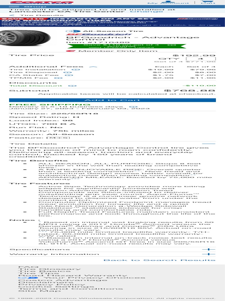 BFGoodrich Advantage Control Tires For All-Season | PDF | Tire | Manufactured Goods
