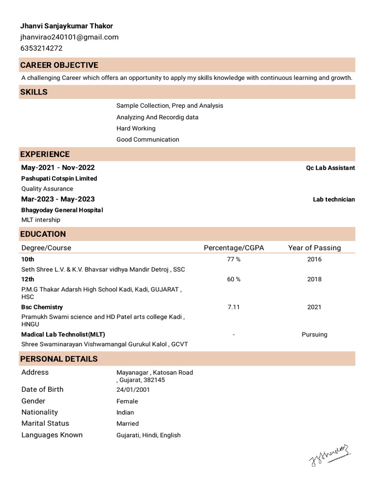 Resume Jhanvi Format6 | PDF